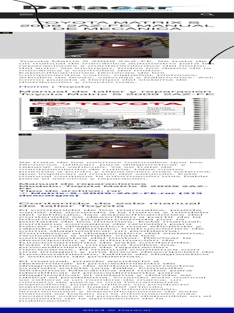 TOYOTA MATRIX S 2009 2AZ-FE Manual de Taller PD | PDF