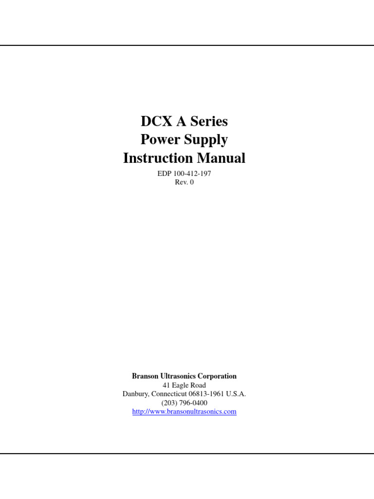 DCX A Series Power Supply Instruction Manual: EDP 100-412-197 Rev. 0 | PDF | Power Supply | High ...
