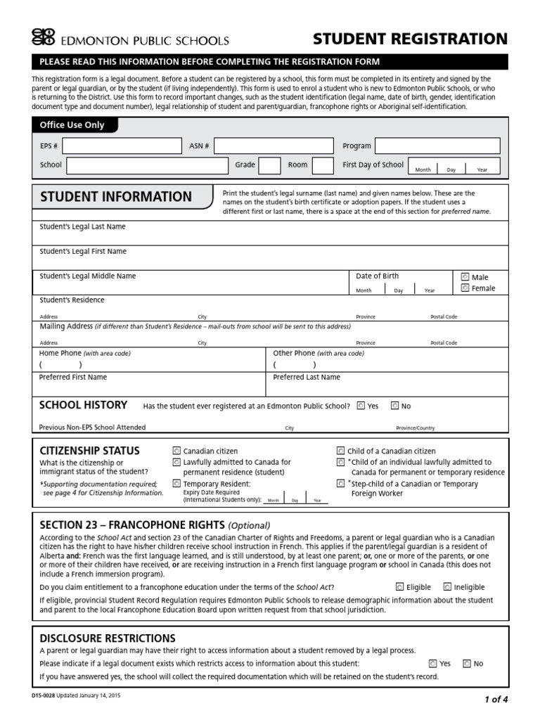 Student Registration Form | PDF