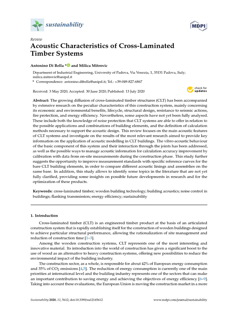 Acoustic Insights for CLT Builders | PDF | Life Cycle Assessment | Lumber
