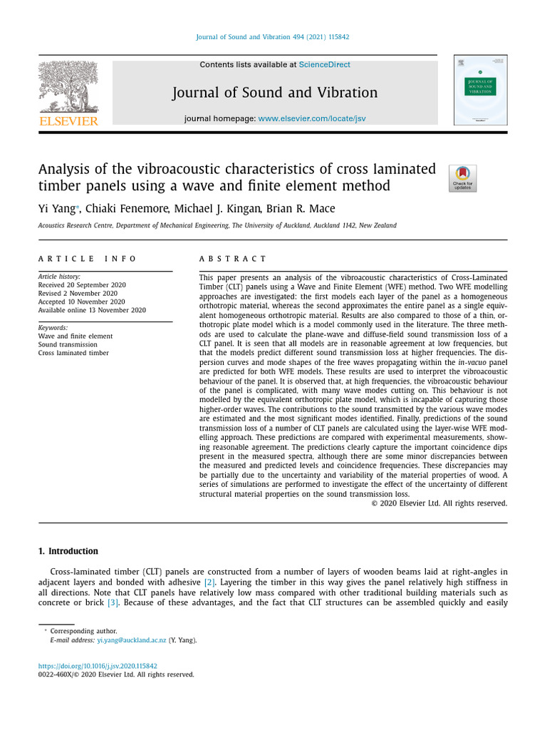 Analysis of The Vibroacoustic Characteristics of Cross Laminated | PDF