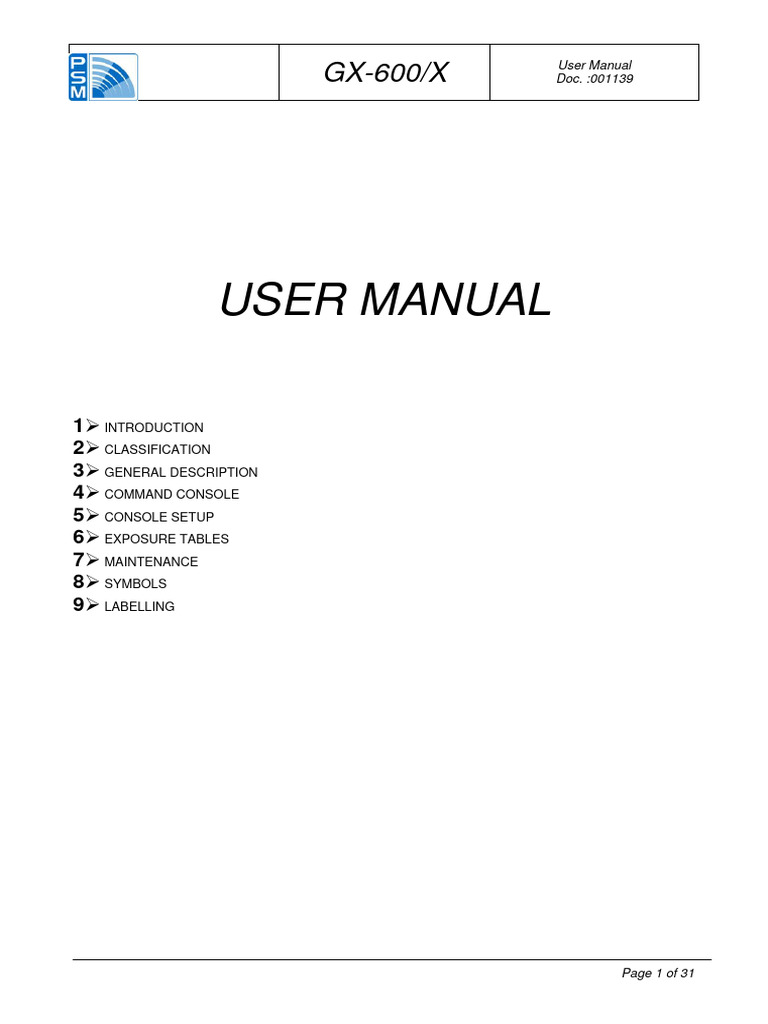 01 001139 E Manuale Uso GX600 PSM | PDF