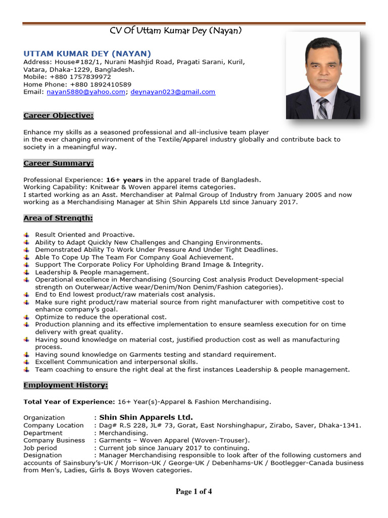 CV of Uttam Kumar Dey (Nayan) - 01.11.2021 | PDF