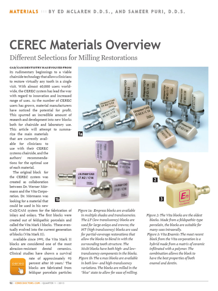 Cerec MatOverview | Download Free PDF | Materials | Dentistry Branches