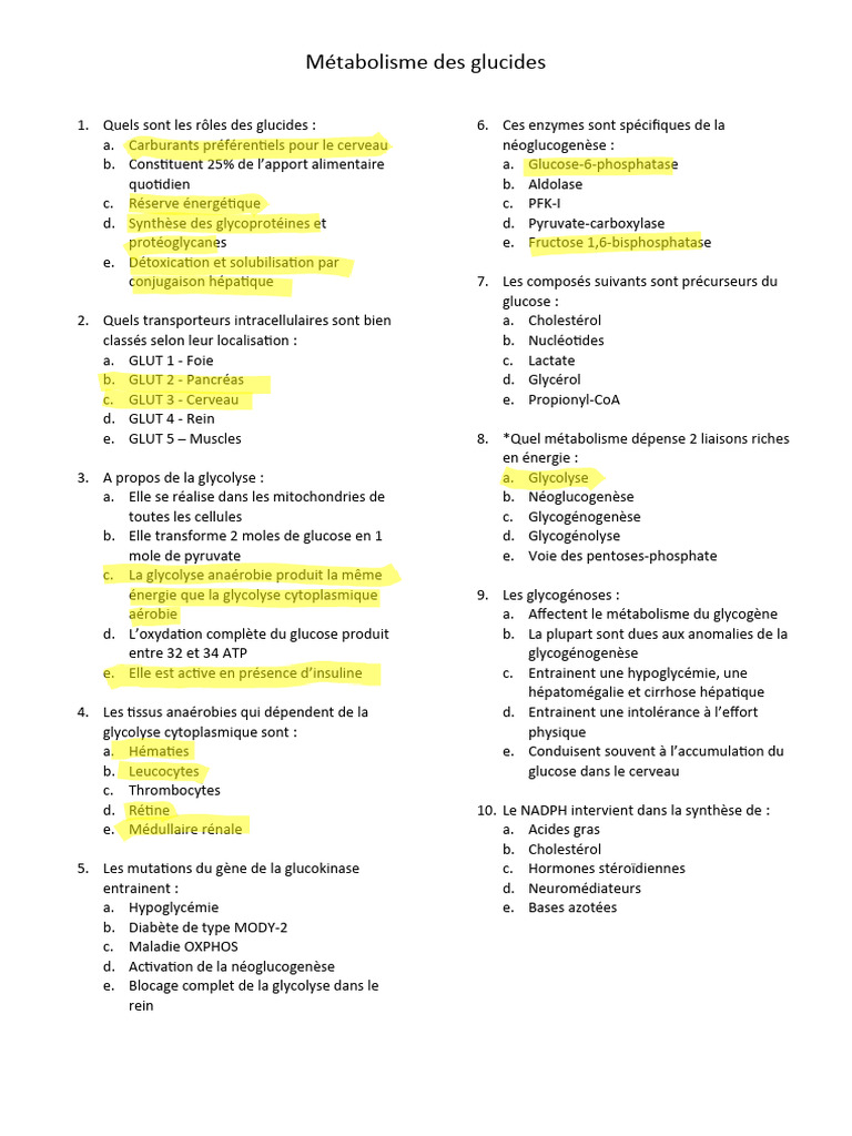 Métabolisme Des Glucides | PDF