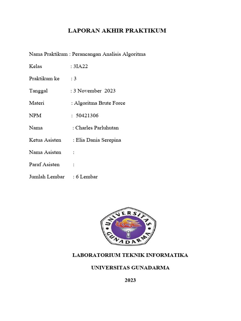 Laporan Akhir Praktikum: Laboratorium Teknik Informatika Universitas ...