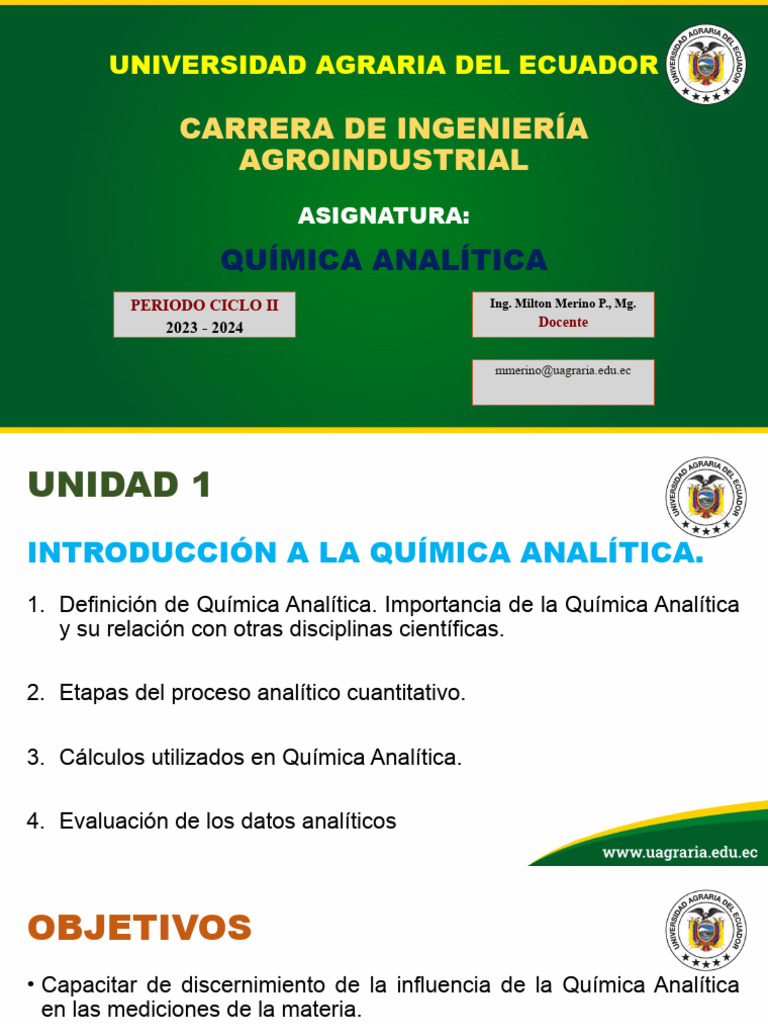 Unidad 1. Introducción A La Química Anal Tica | PDF | Ciencia y matemática