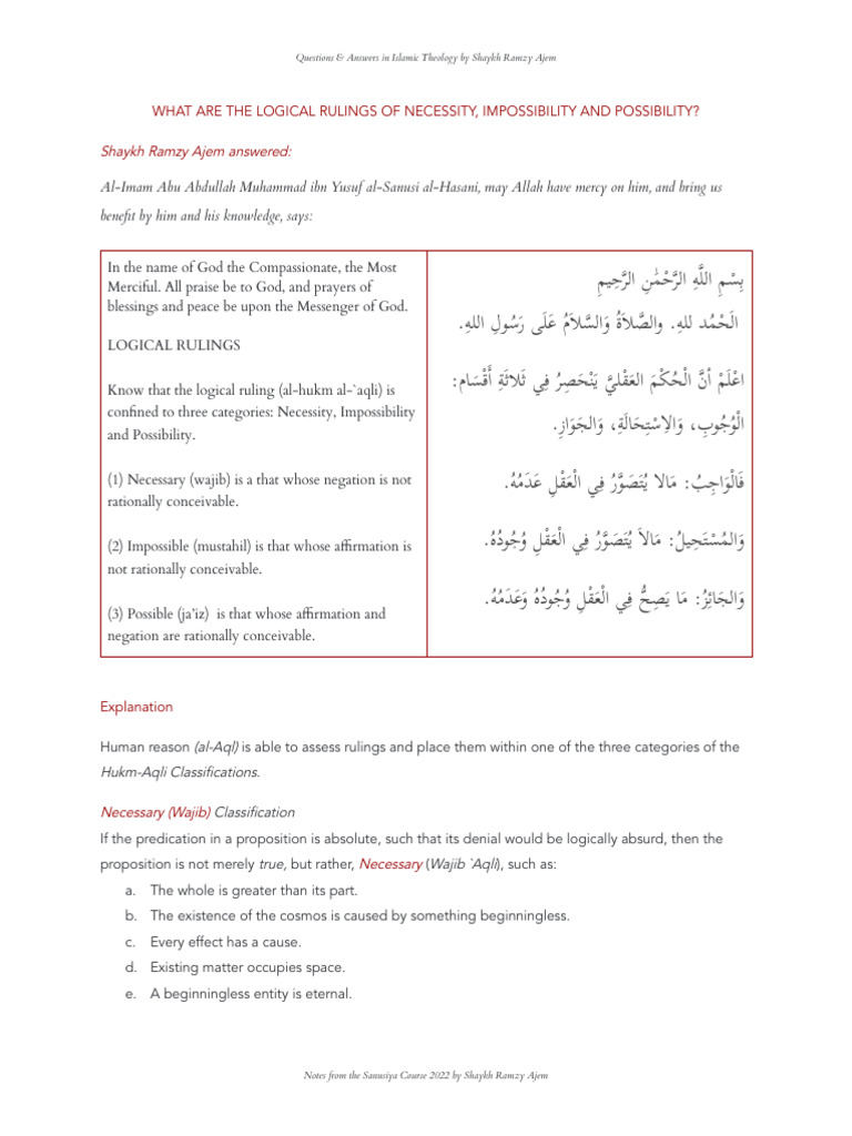 What Are The Logical Rulings of Necessity, Impossibility and ...