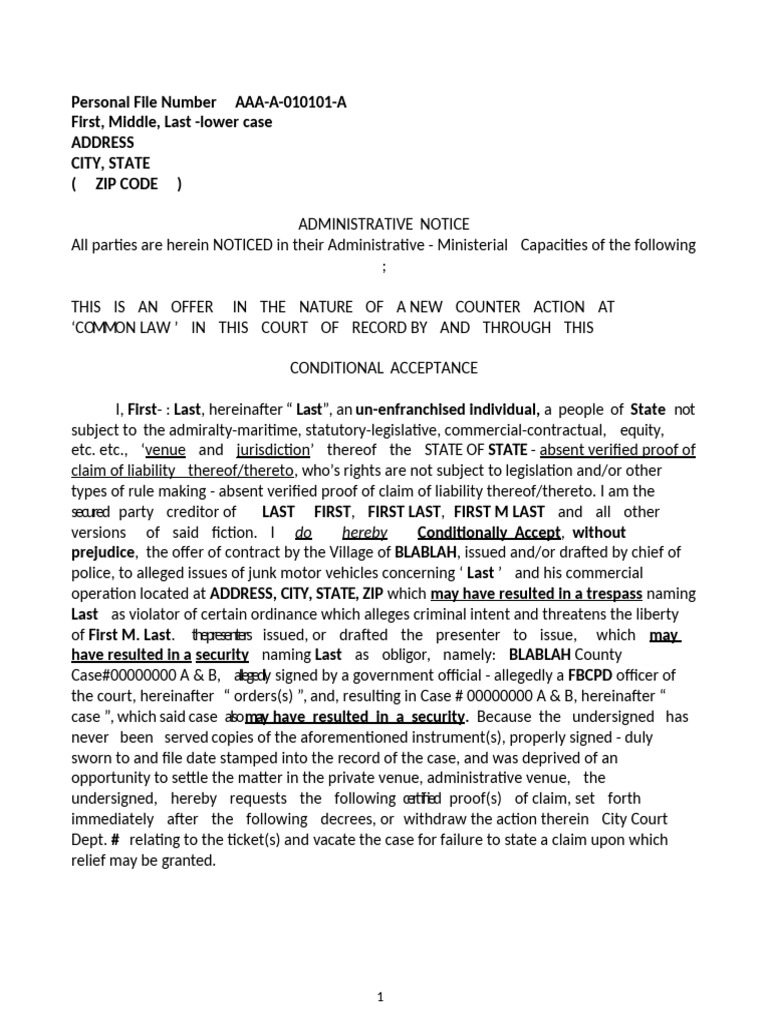 Conditional Acceptance Legal Notice | PDF | Politics