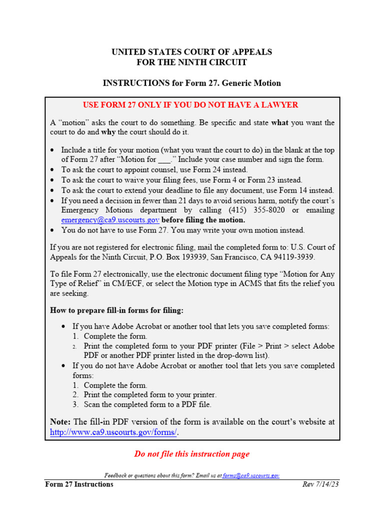 Form 27 Instructions | PDF