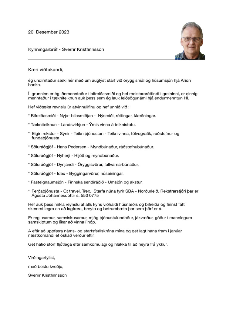 Kynningarbréf SK | PDF