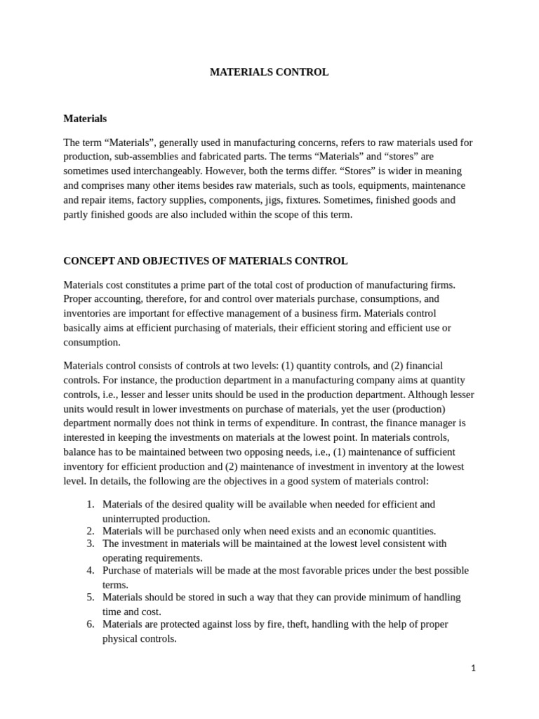 03.material Control ACA Solution | PDF