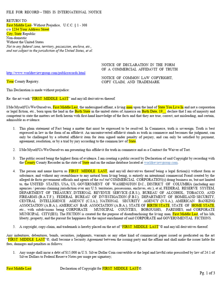 Not in Any Federal Zone, Territory, Possession, Enclave, Etc., and Not ...