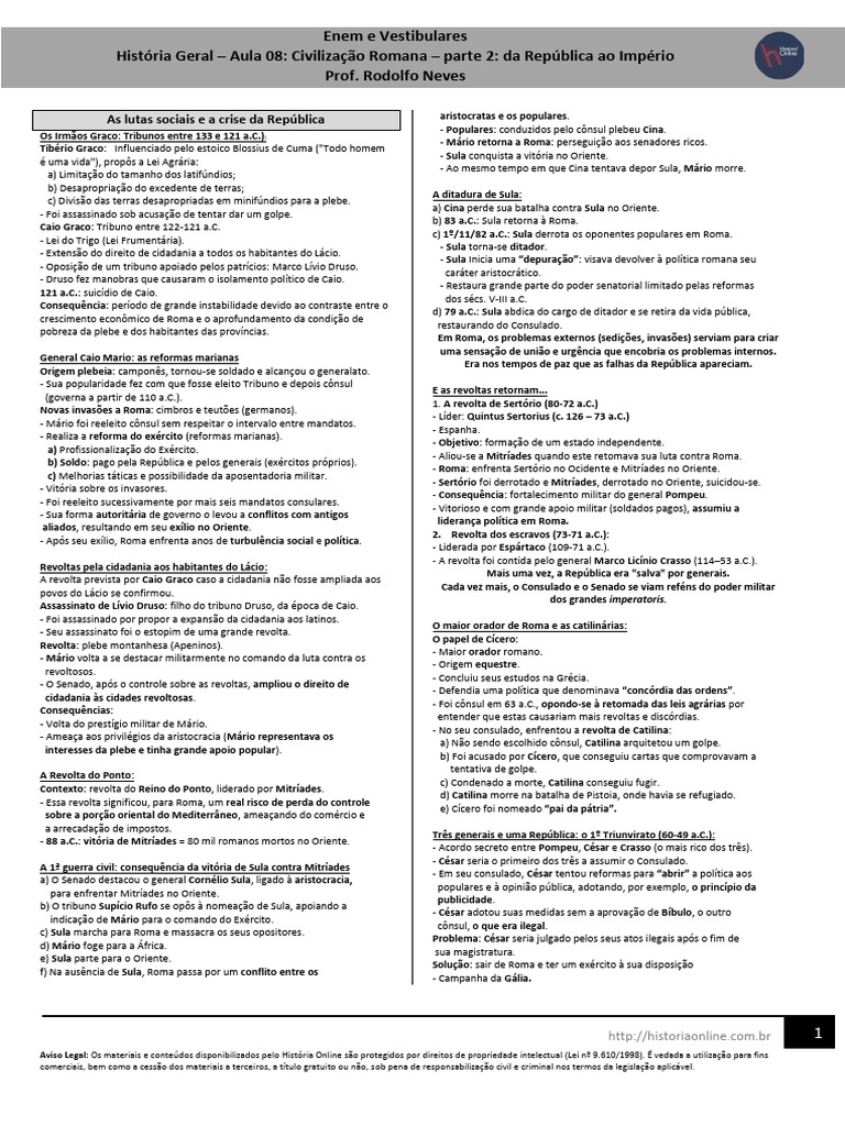 Resumo - Aula 08 história | PDF