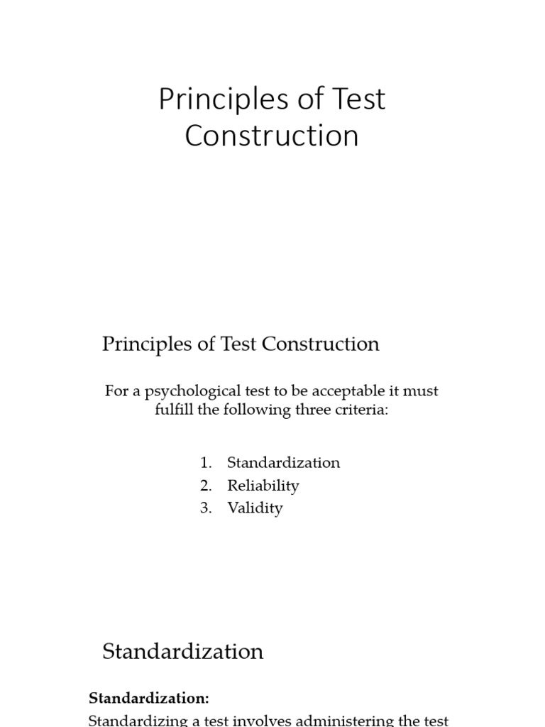 Principles of Test Construction and Standards | PDF