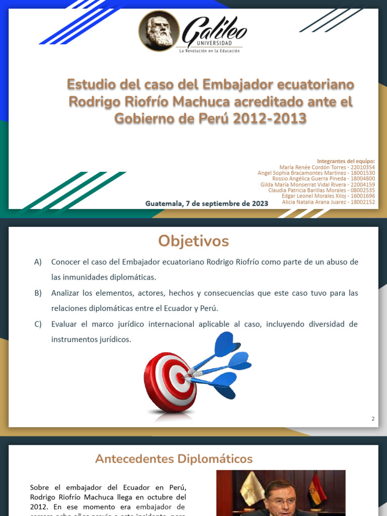 Caso Del Embajador Rodrigo Riofrío Machuca - PRESENTACIÓN | PDF
