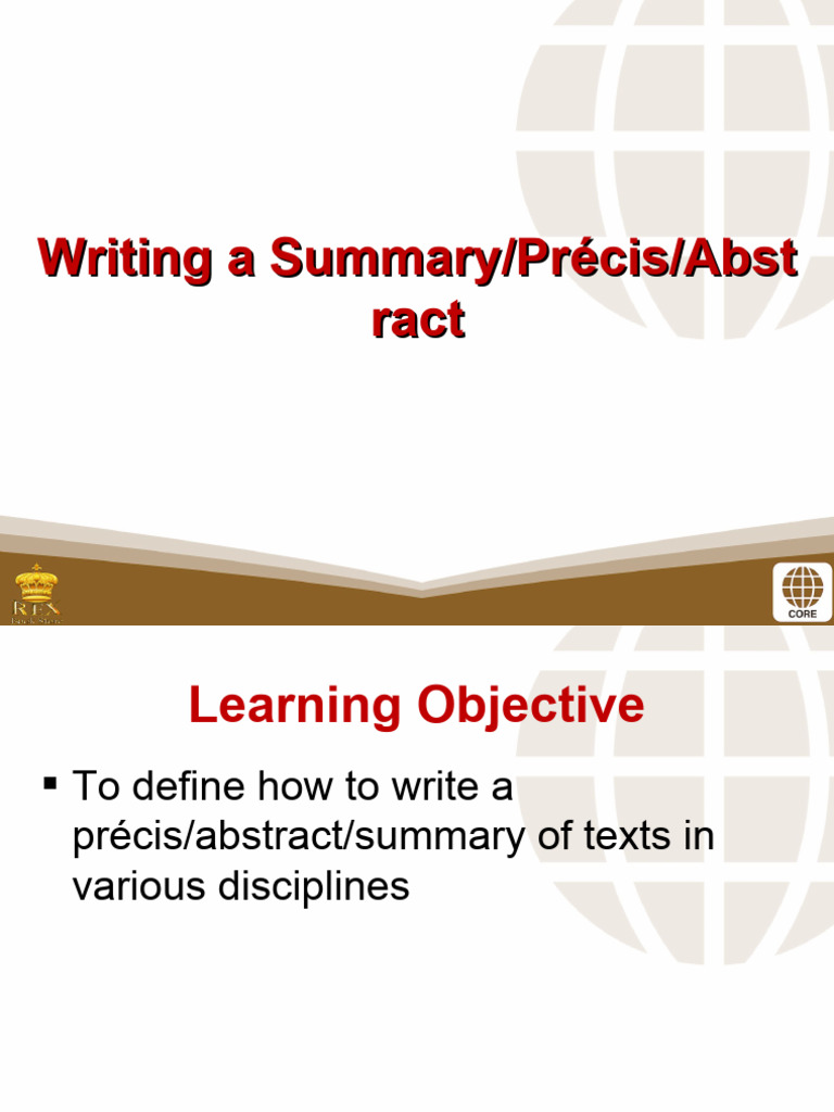 3 Writing A Summary Precis Abstract | PDF | Language Arts & Discipline