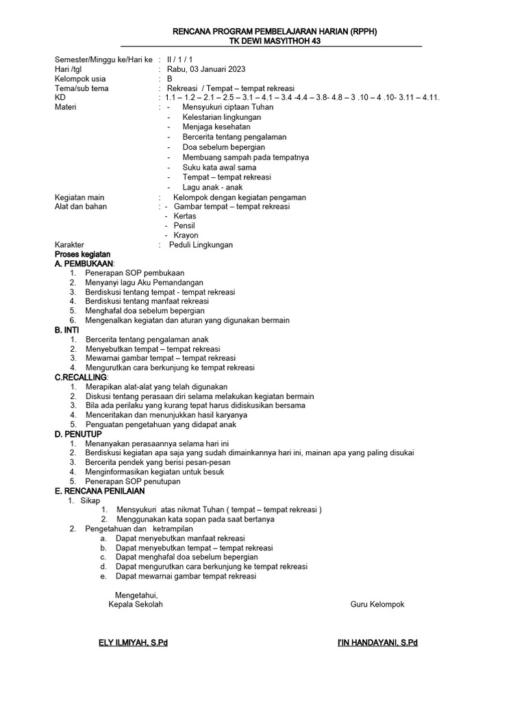 RPPH Kelompok B Semester 2 2024 TK DM 43 | PDF