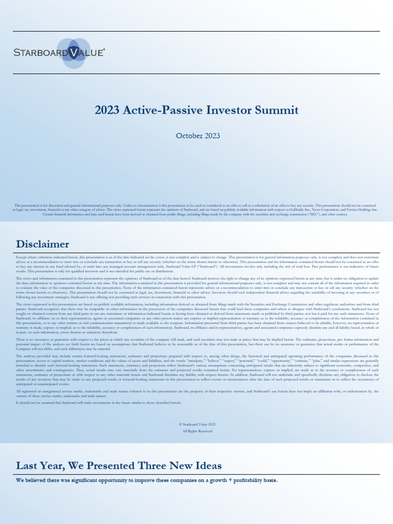 2023 Active-Passive Investor Summit - Starboard Value LP | PDF