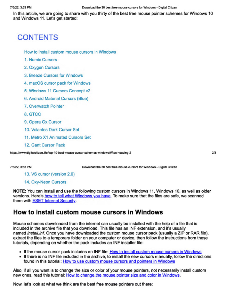 The 30 Best Free Mouse Cursors For Windows | PDF | Technology & Engineering