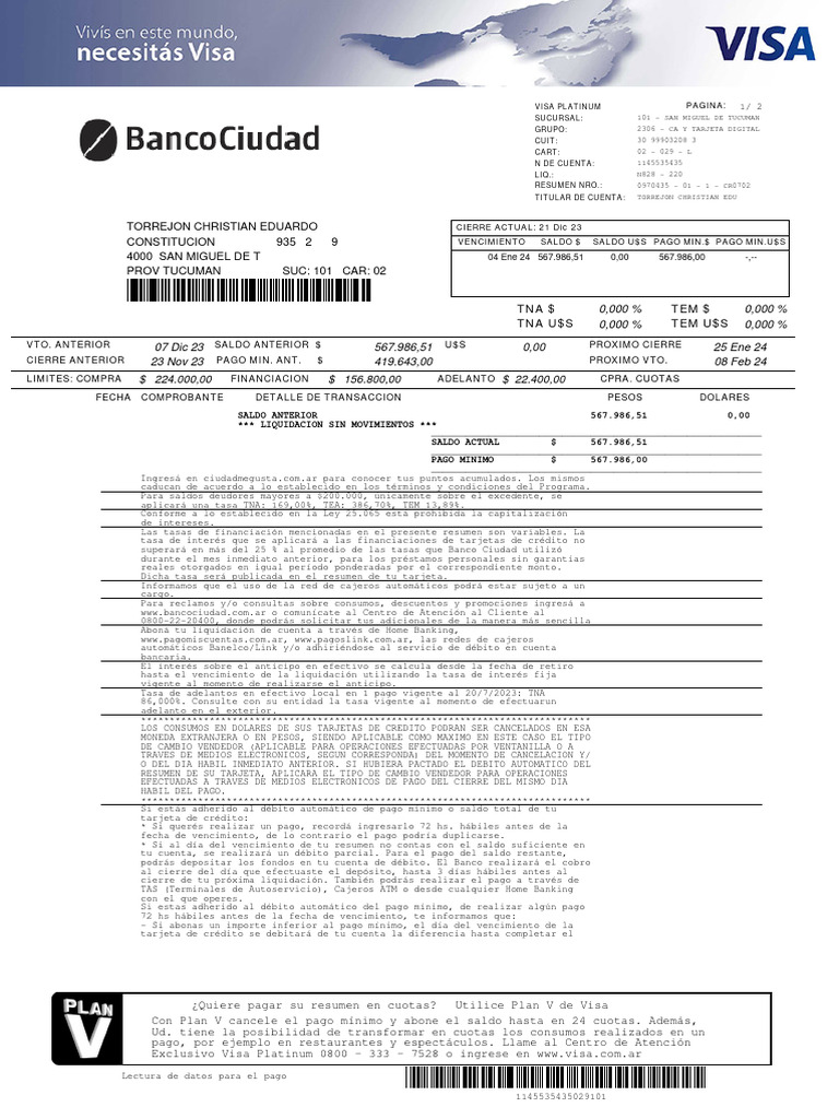 Tna $ Tem $ TEM U$S 0,000 % Tna U$S: Pagina | PDF