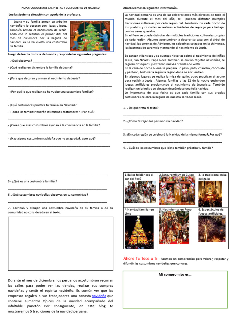 Ficha Costumbres Navideñas P.S | PDF