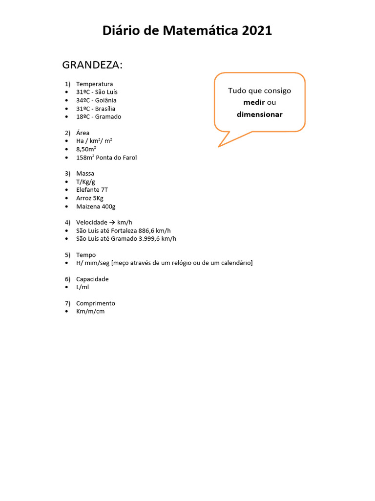 Medidas e Frações em Matemática 2021 | PDF | Matemática elementar ...