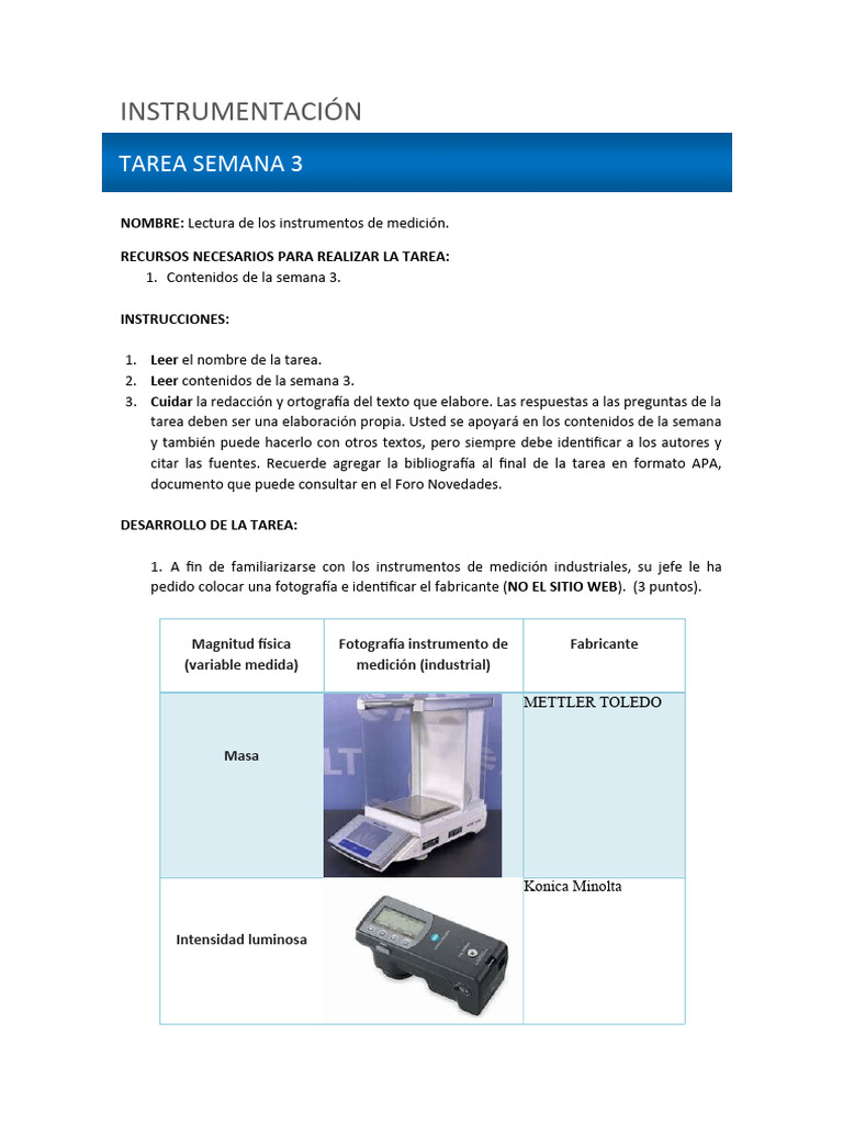 S3 INST Tarea C.. | PDF | Medición | Temperatura