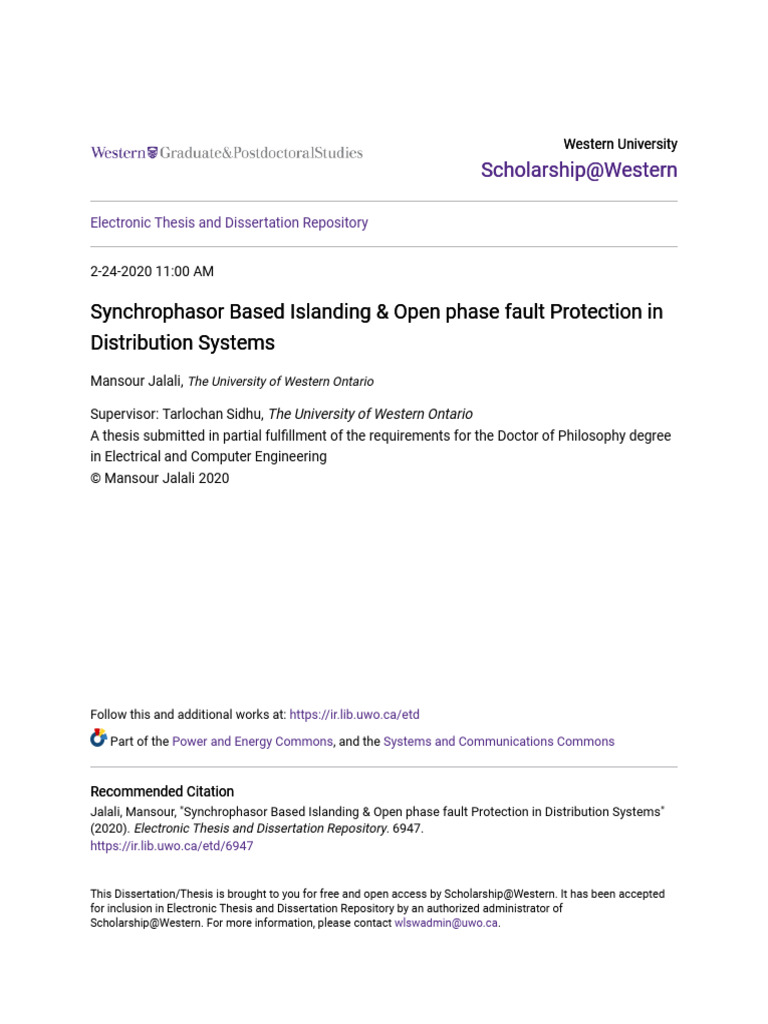 Synchrophasor Based Islanding And Open Phase Fault Protection Pdf Electrical Grid Electric