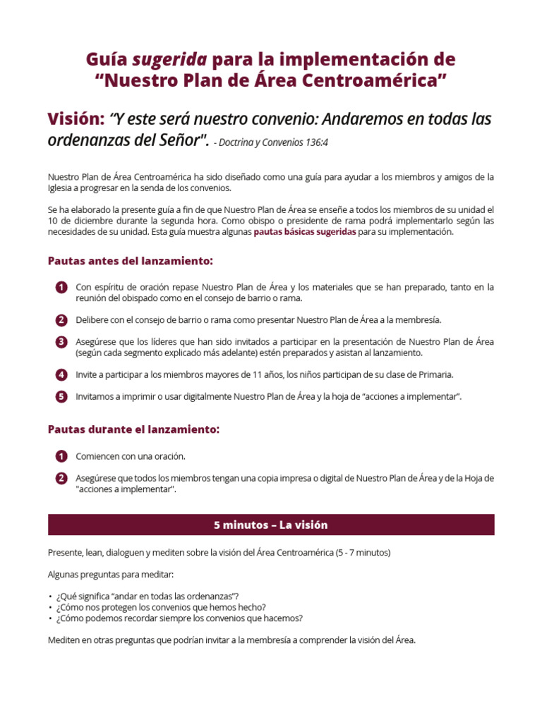 Guía Sugerida Para La Implementación De Nuestro Plan Pdf