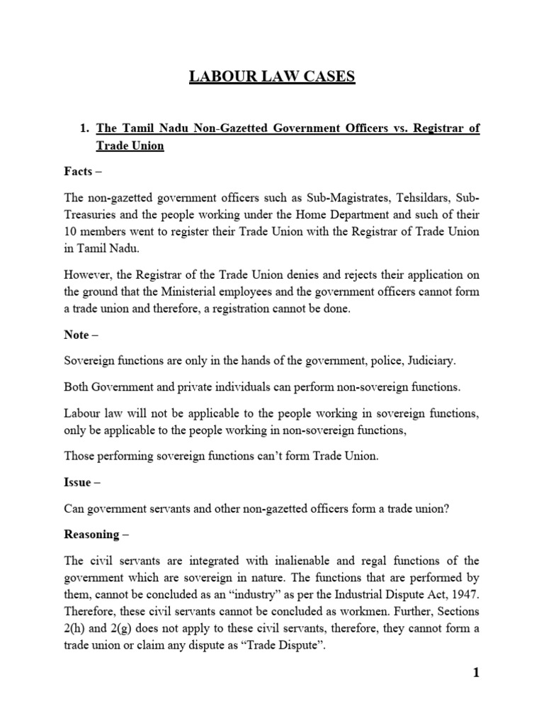 Labour Law Cases End Sem | PDF | Strike Action | Standing (Law)