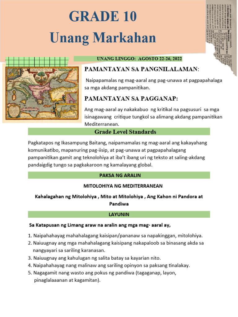 FILIPINO 10 LESSON PLAN | PDF