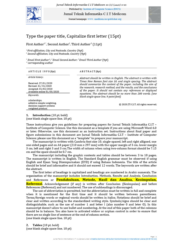 Citmedicom-Template Jti C I T 2021 | PDF | Written Communication