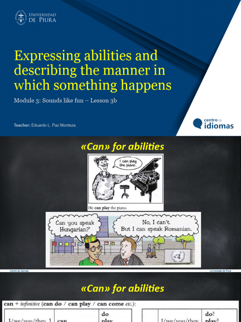 Lesson 3b - Expressing Abilities and Describing The Manner in Which ...