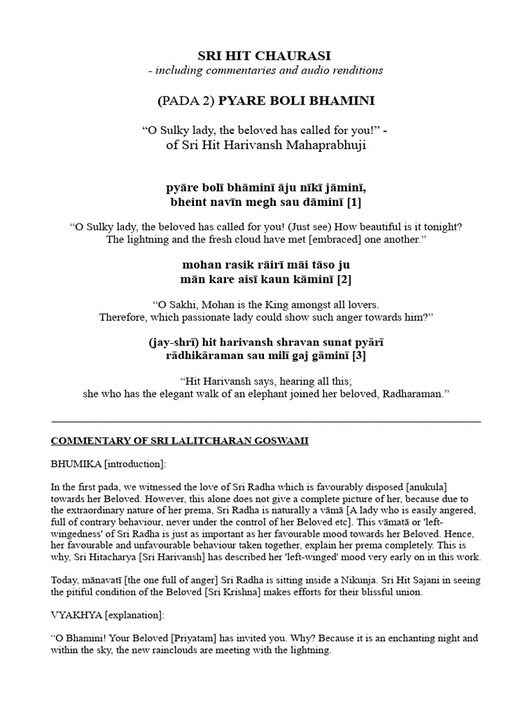 2 - Pyare Boli Bhamini - Hit Chaurasi - Sri Harivansh | PDF | Bhagavad ...