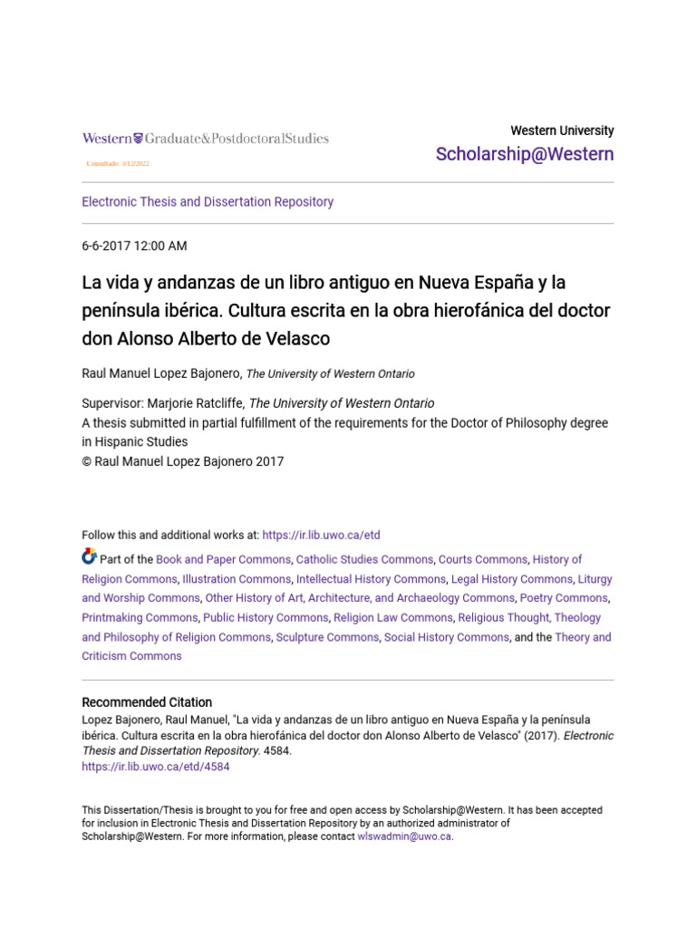 Scholarship@Western Scholarship@Western: Electronic Thesis and ...