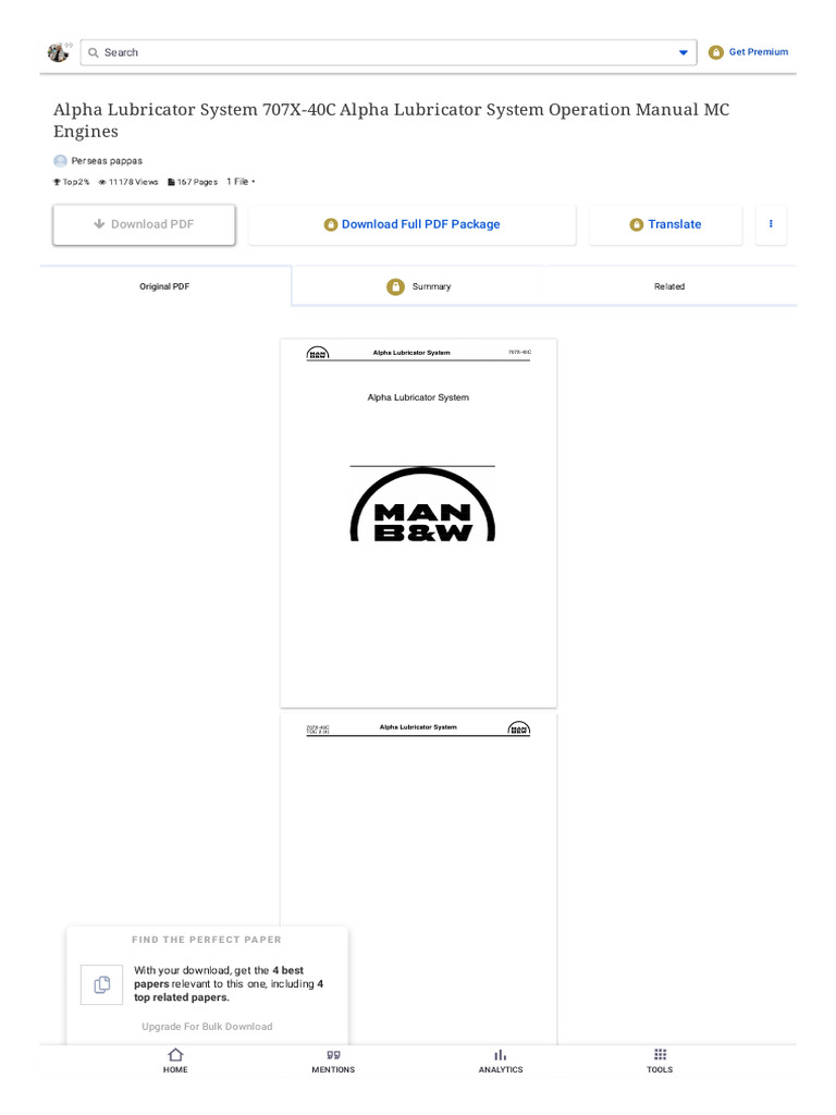 (99) Alpha Lubricator System 707X-40C Alpha Lubricator System Operation Manual MC Engines ...