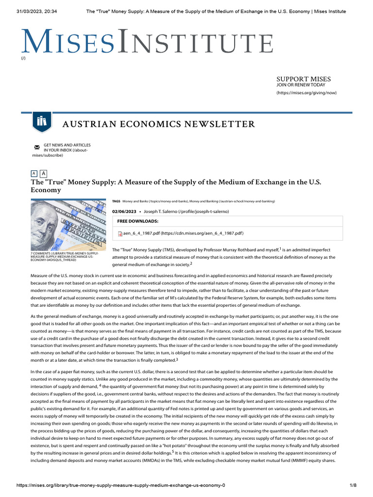 Understanding the True Money Supply | PDF | Money | Money Supply