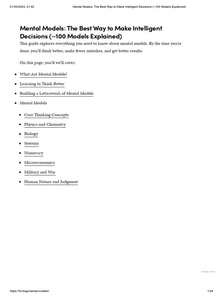 Mental Models - The Best Way To Make Intelligent Decisions ( - 100 ...