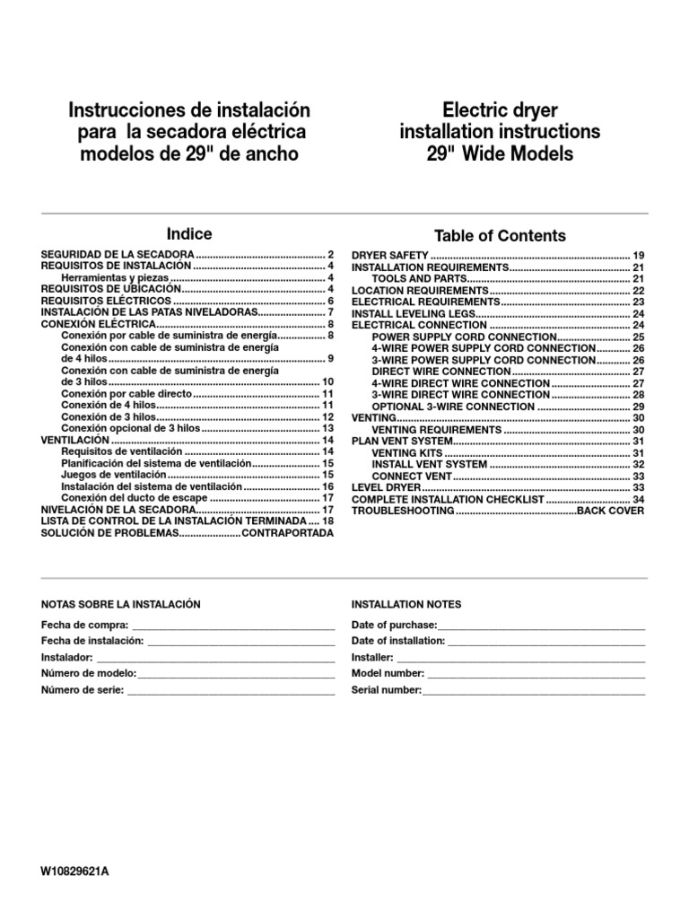 Installation Instructions W10829621 RevA | PDF