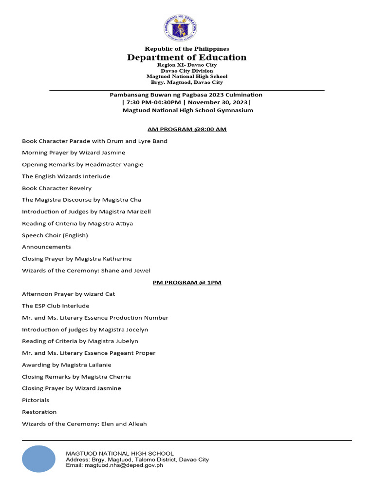 2023 English Culmination Script (1) | PDF