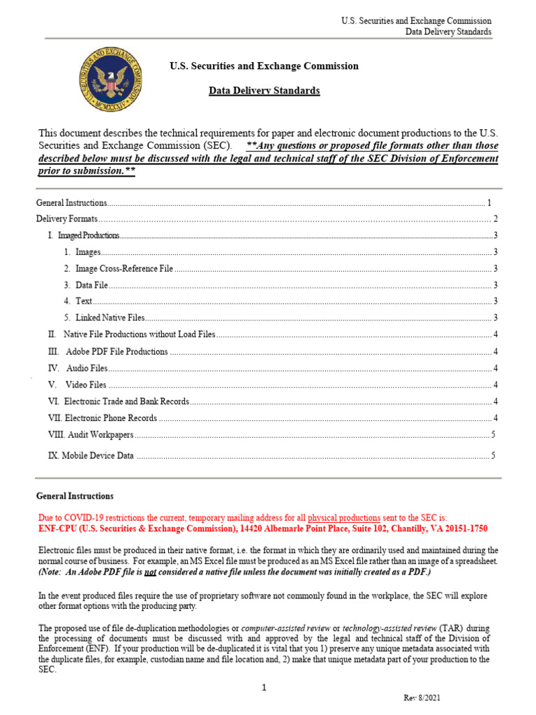 Data Delivery Standards | PDF