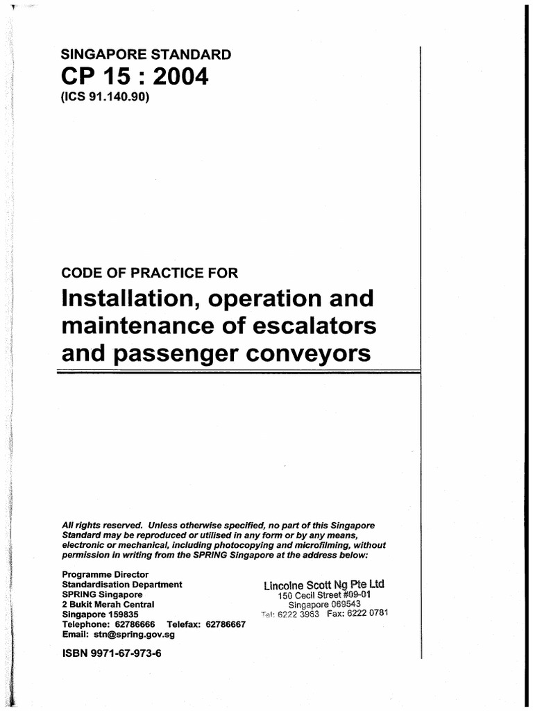 CP 15 - 2004 Installation and Maintainence of Escalators and Passenger ...