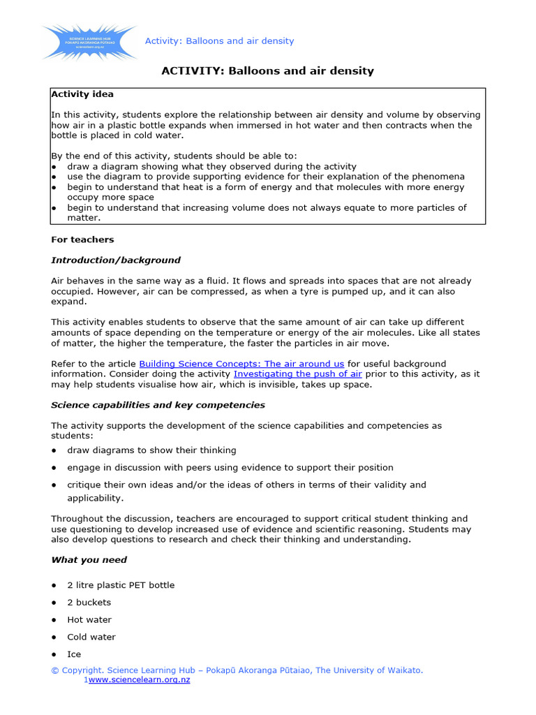 Balloons and Air Density | PDF | Atmosphere Of Earth | Gases