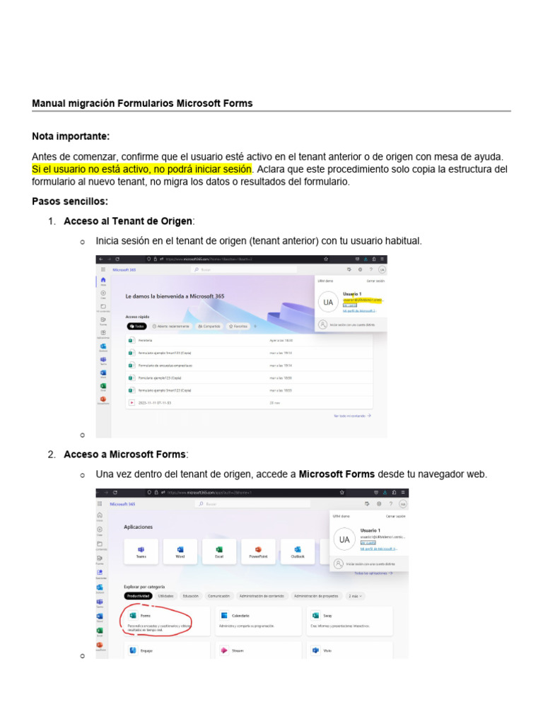 Manual Migración Formularios Microsoft Forms | PDF | Hipertexto | Red mundial