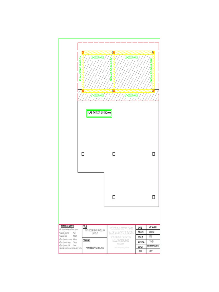 First Floor Beam and Slab Layout | PDF