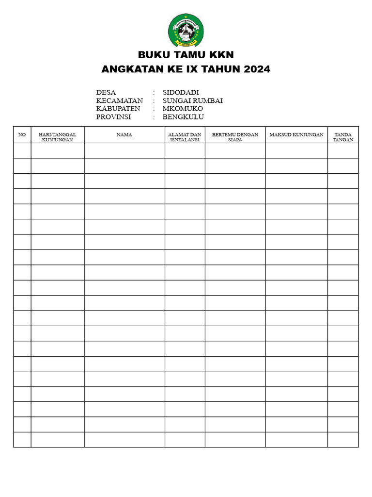 Buku Tamu KKN | PDF