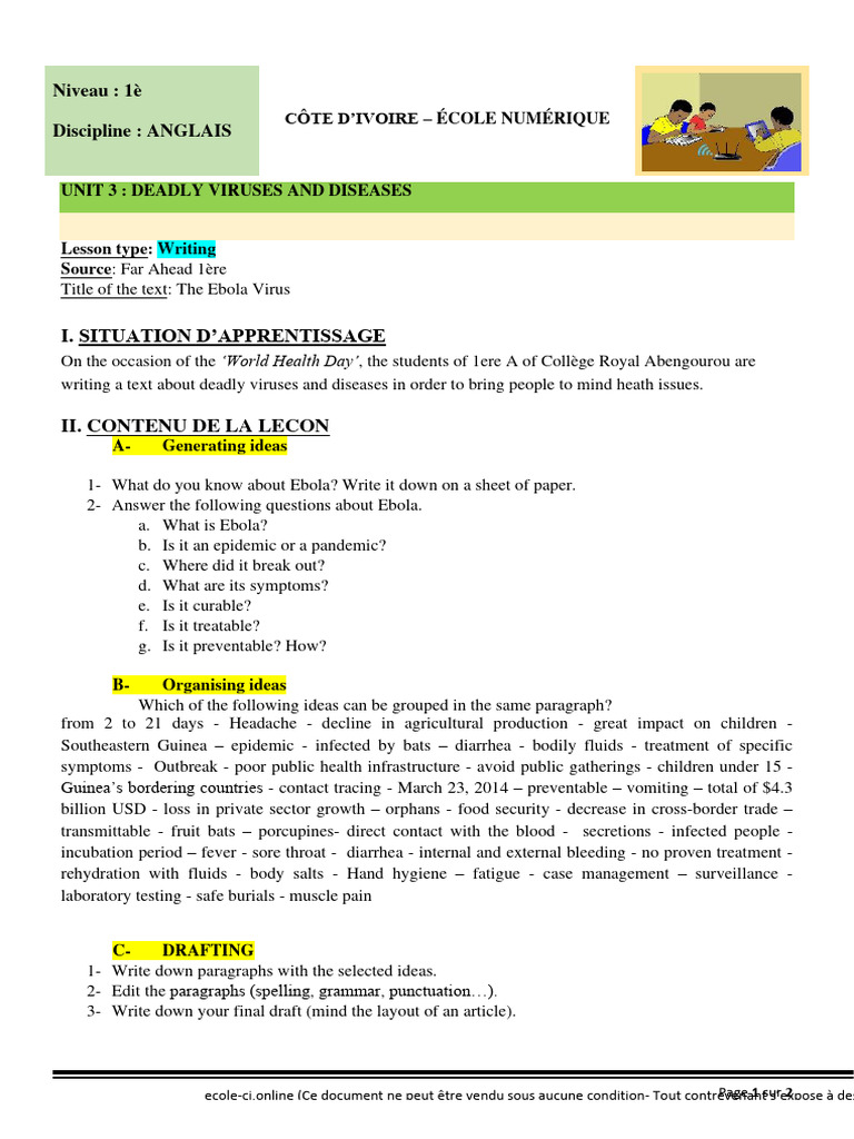 Ebola Virus Lesson Plan for Students | PDF