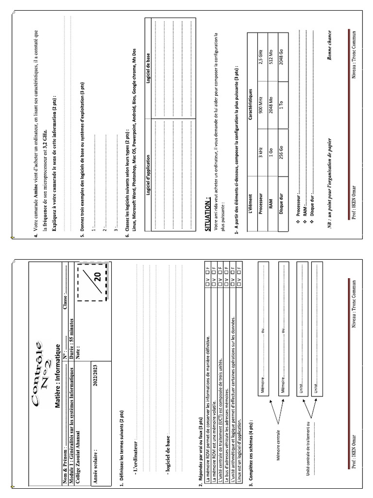 Controle 2 TCLSH-TCSF | PDF