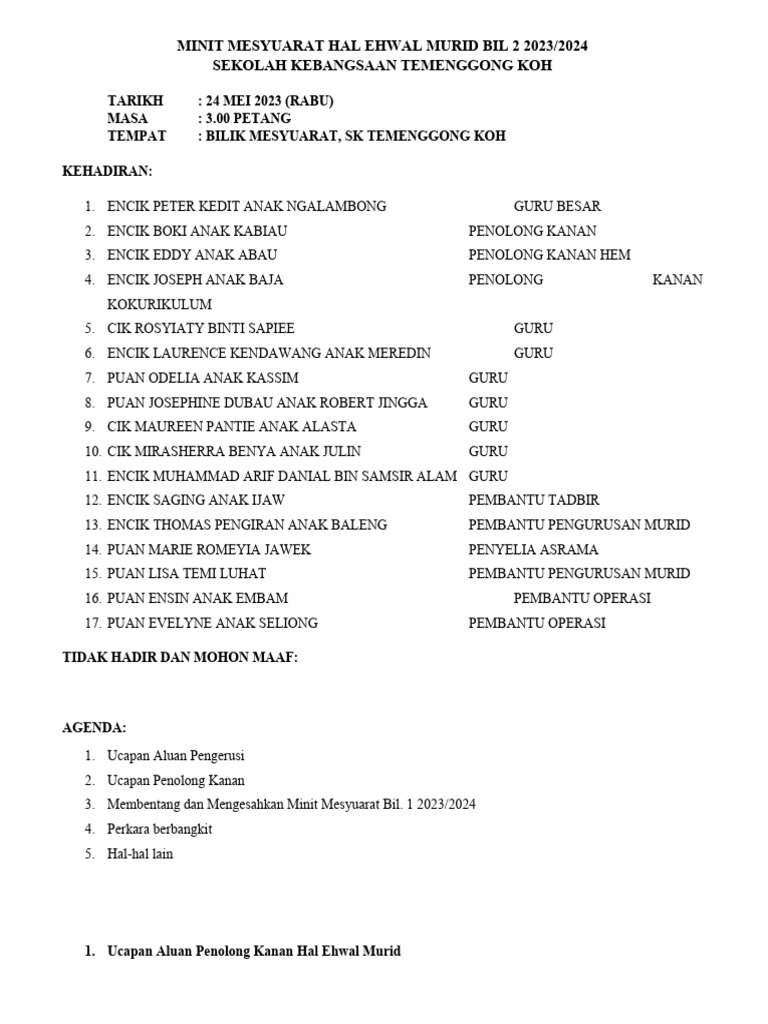 Minit Hem Bil 2 2023 | PDF